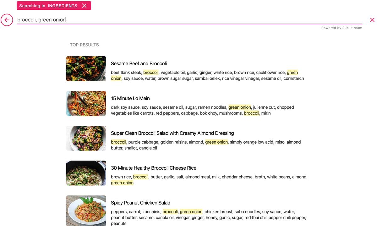 Ingredient-Based Search for Recipe Sites